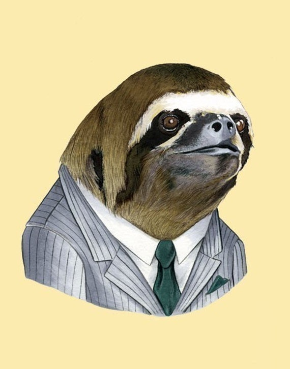 Does anyone know of the original who drew this business sloth? : r/pics