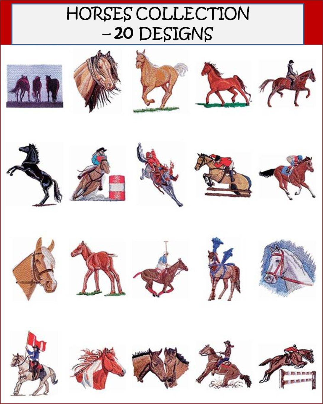 INSTANT DOWNLOAD Horses Set 1 Machine by EmbroideryNation on Etsy